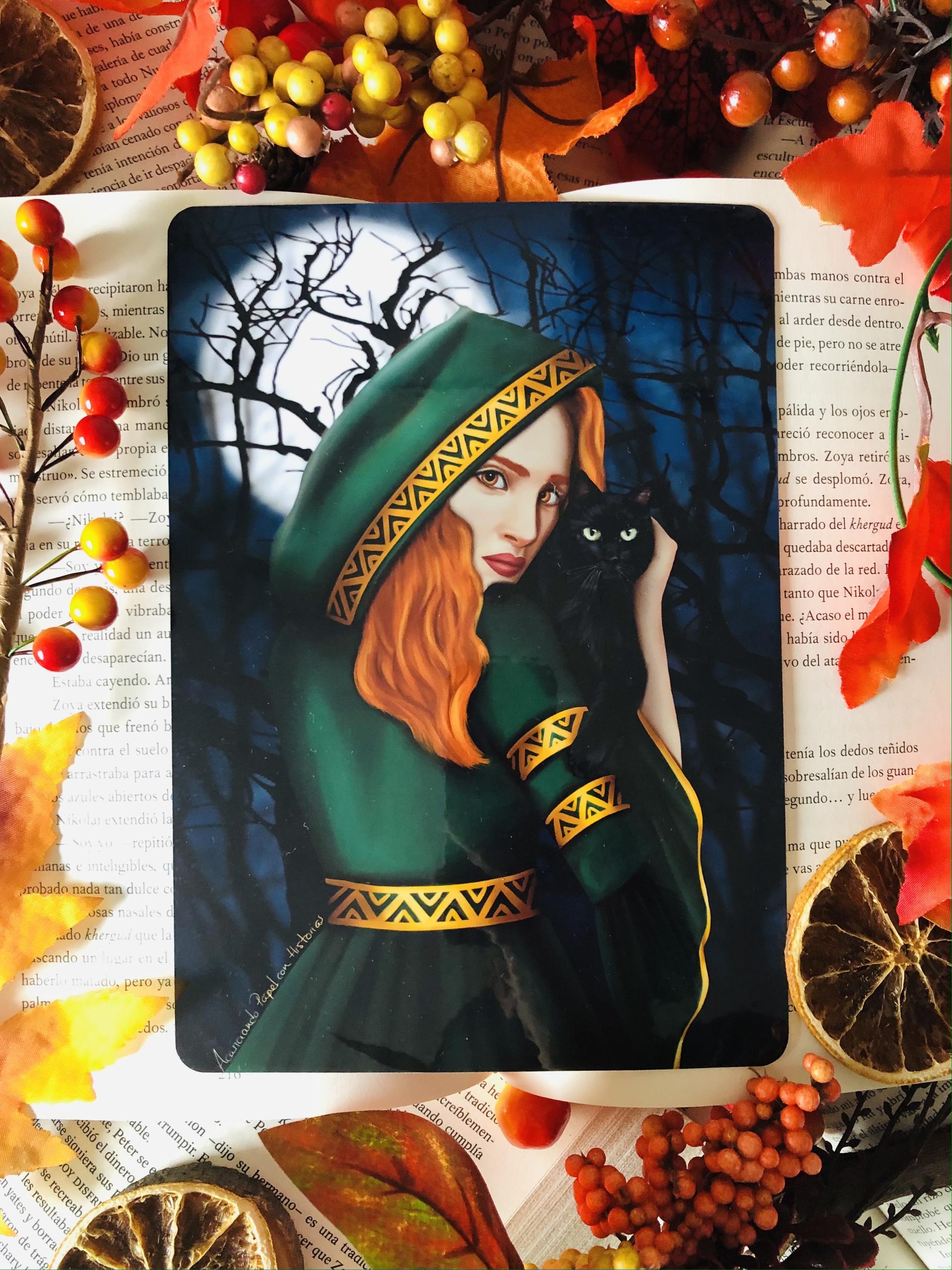 Ilustración Bruja Medieval - Acariciando Papel con Historias